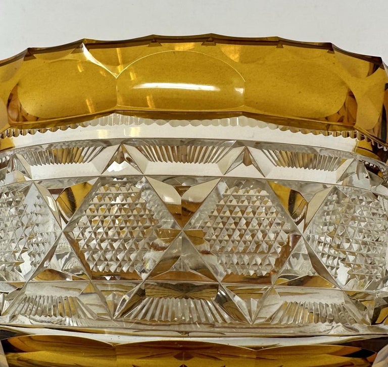 Antique Vintage Edwardian Bohemian Handcut Crystal Amber Vase Bowl ...
