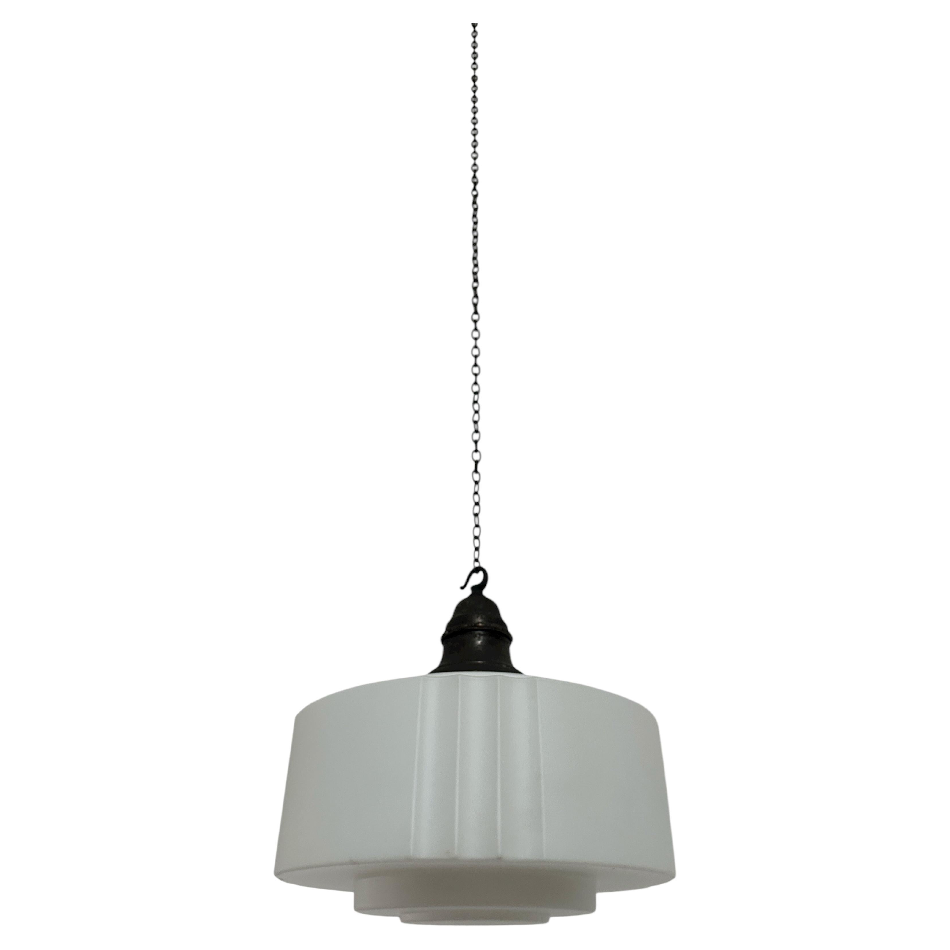 Antique Vintage English Church Opaline Milk Glass Ceiling Pendant Light ...