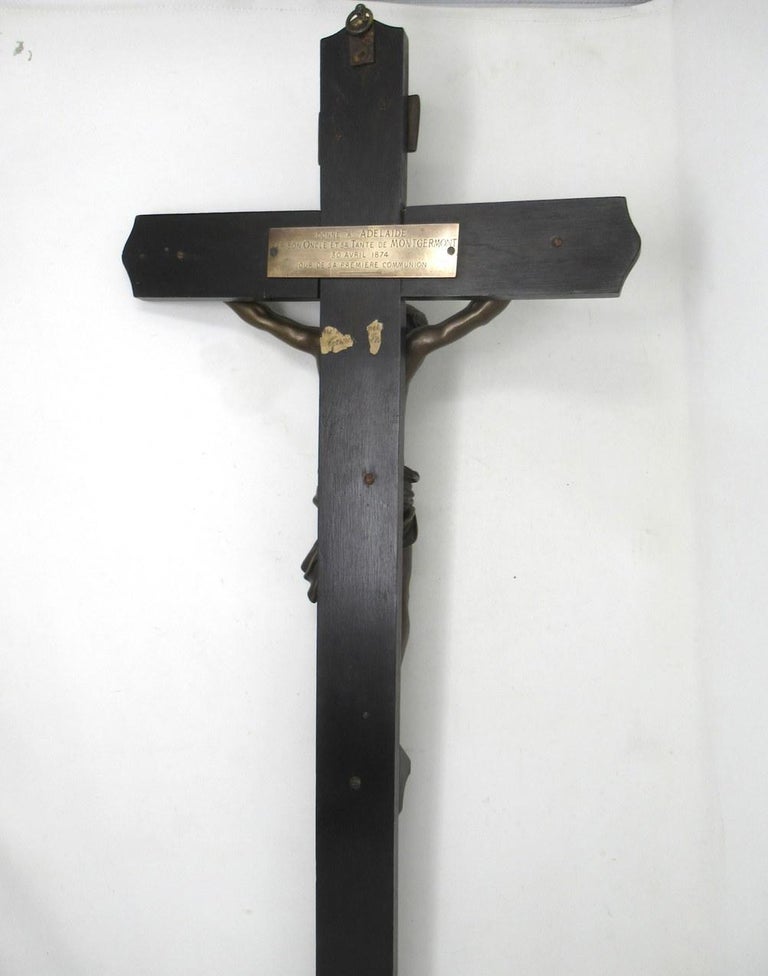 Antique Vintage French Ebonized Religious Holy Crucifix Bronze Christ ...