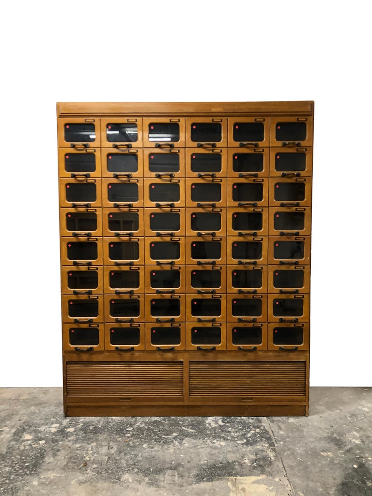 Antique Vintage Industrial Haberdashery Glass Display Cabinet Chest of ...