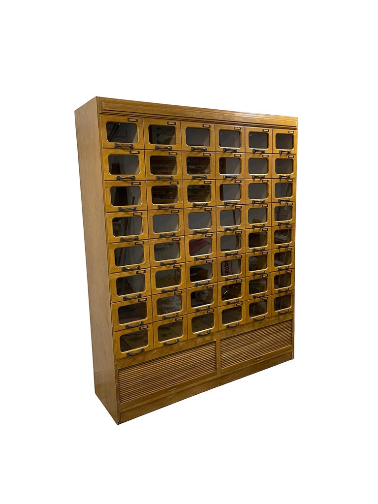 Antique Vintage Industrial Haberdashery Glass Display Cabinet Chest of ...