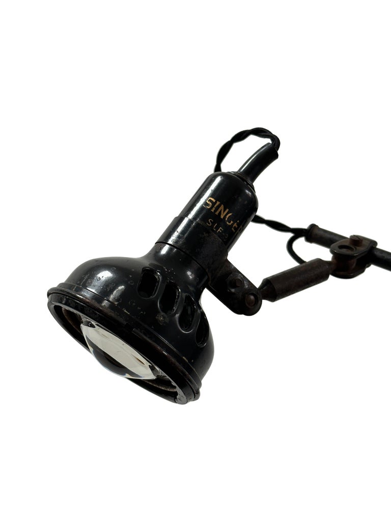 Antique Vintage Industrial Original Singer Sewing Table Desk Task Lamp ...