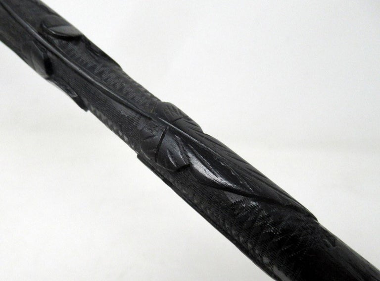 Antique Vintage Irish Bog Oak Wooden Walking Cane Swagger Stick 19th ...