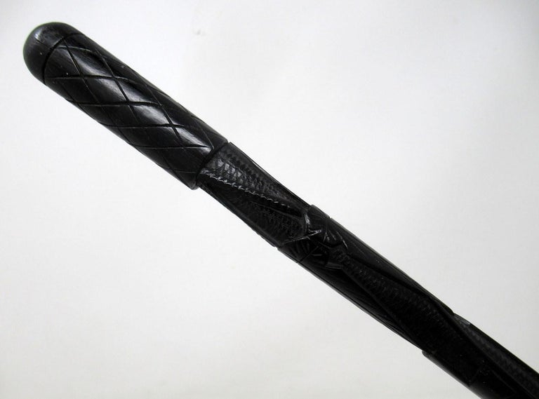 Antique Vintage Irish Bog Oak Wooden Walking Cane Swagger Stick 19th ...