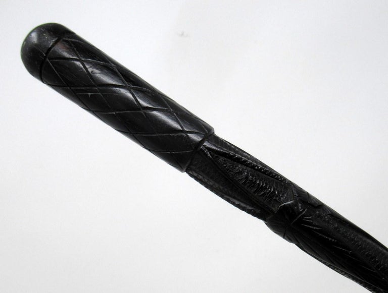 Antique Vintage Irish Bog Oak Wooden Walking Cane Swagger Stick 19th ...