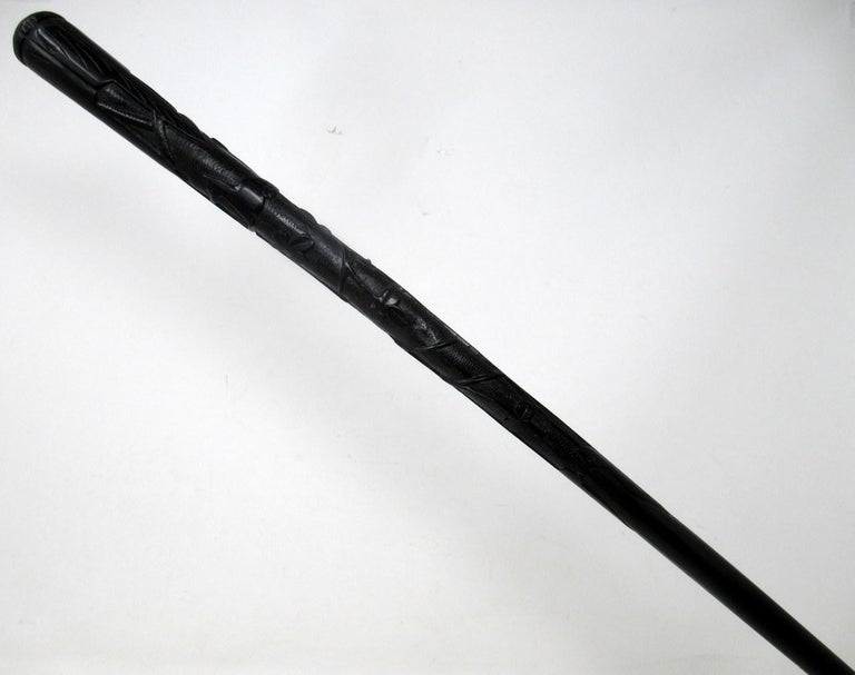 Antique Vintage Irish Bog Oak Wooden Walking Cane Swagger Stick Harp ...