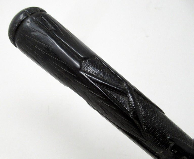 Antique Vintage Irish Bog Oak Wooden Walking Cane Swagger Stick Harp ...