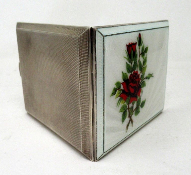 Antique Vintage Mid Century Sterling Silver Gilt Enameled Guilloche ...