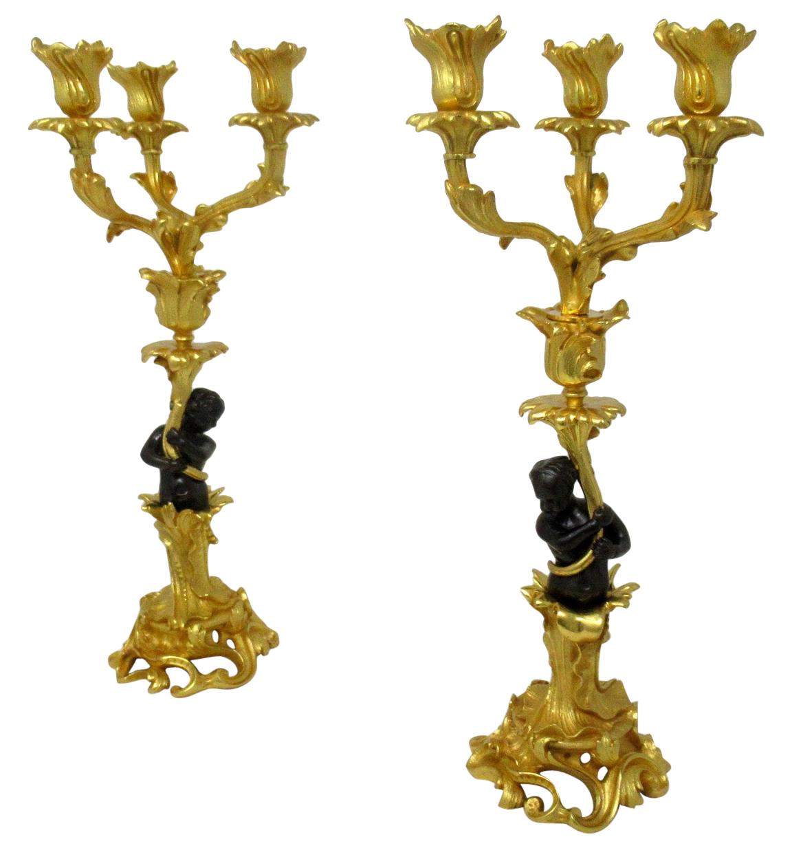 Antique Pair of Ormolu Gilt Bronze Rococo Candlesticks Juste Aurele ...