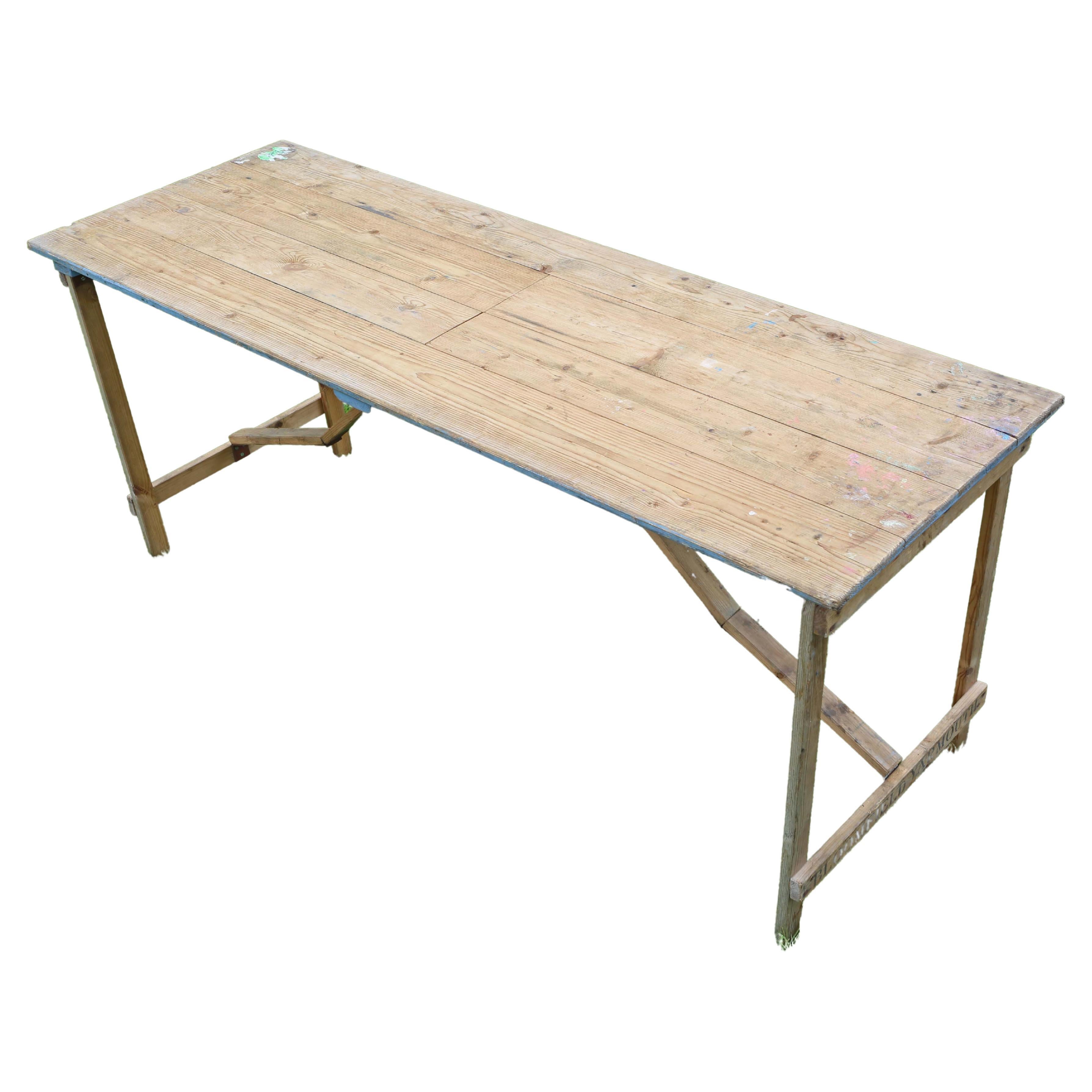 Antique vintage trestle kitchen refectory garden dining 6' table For ...