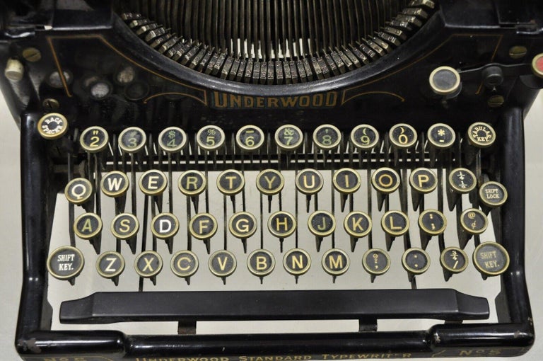 Antique Vintage Underwood No 5 Standard Typewriter Black Art Deco ...