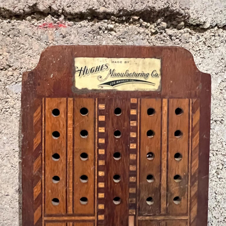 Antique Vintage Wood Cribbage Game Board Hughes Manufacturing Co Los ...