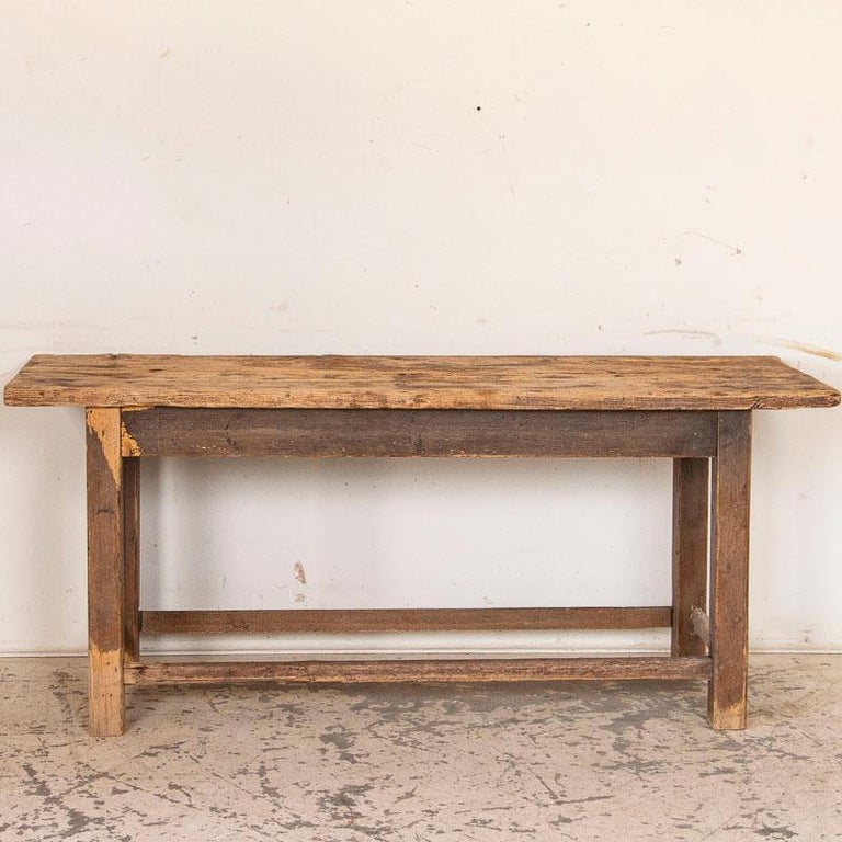 Antique Vintage Work Table Rough Hewn Console Table at 1stDibs