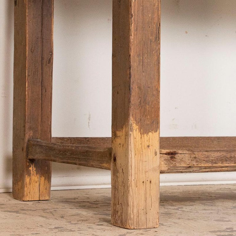 Antique Vintage Work Table Rough Hewn Console Table at 1stDibs