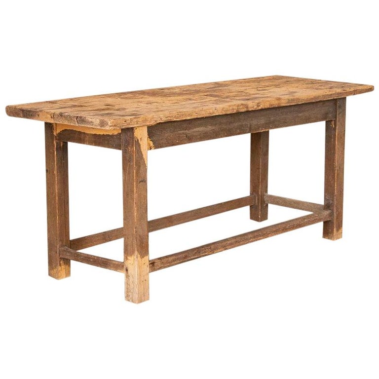 Antique Vintage Work Table Rough Hewn Console Table at 1stDibs