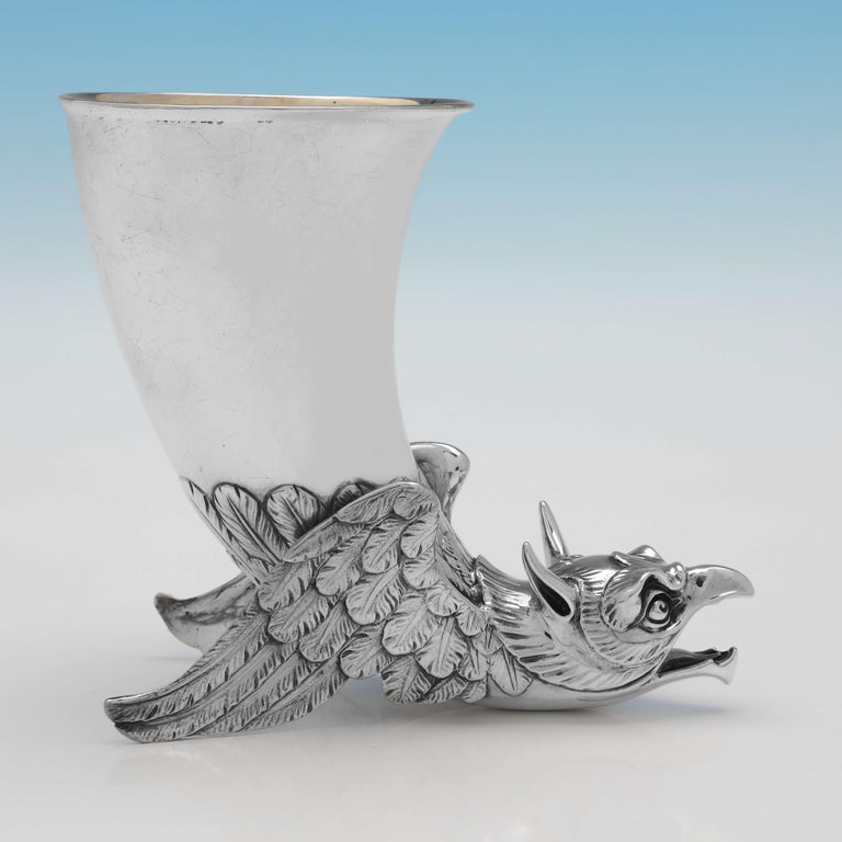 Antique Vitorian Pair of Sterling Silver Rhyton Vases, William Leuchars ...