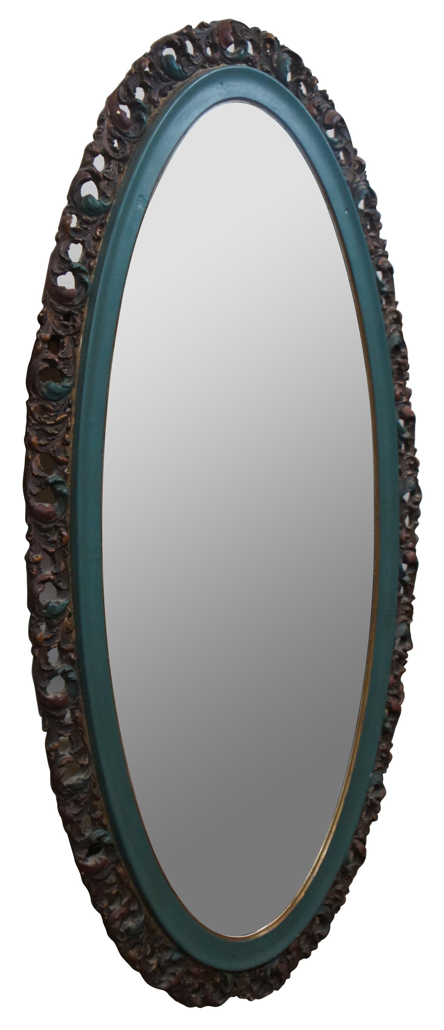 Antique Von Gerichten Art Glass Carved Pierced Rococo Oval Mirror For ...