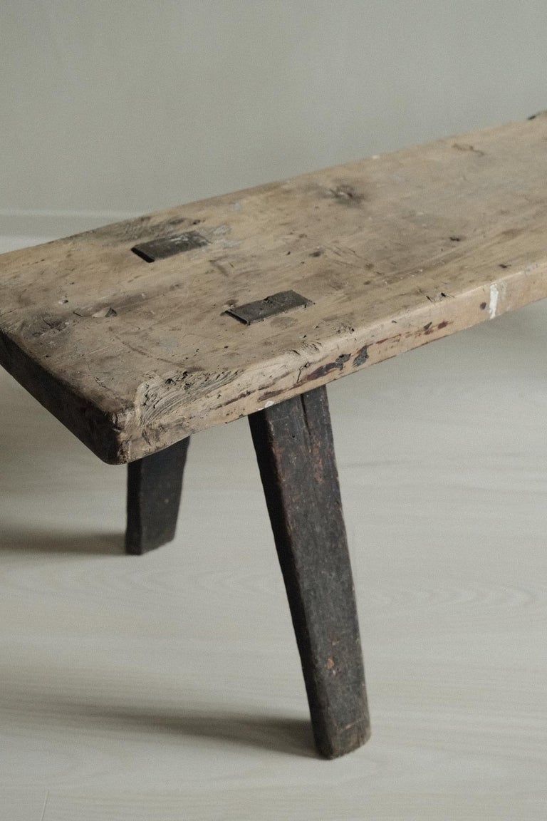 Antique Wabi Sabi Wooden Bench in Pine, Sweden, 1800s at 1stDibs