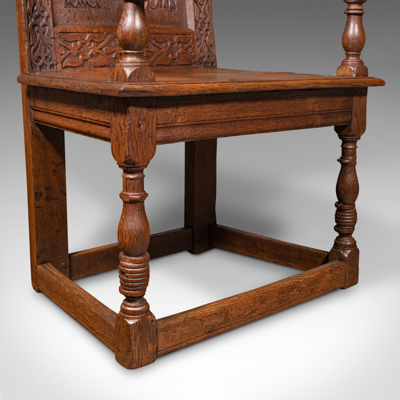 Antique Wainscote Armchair, Scottish, Oak, Carved Throne Chair ...
