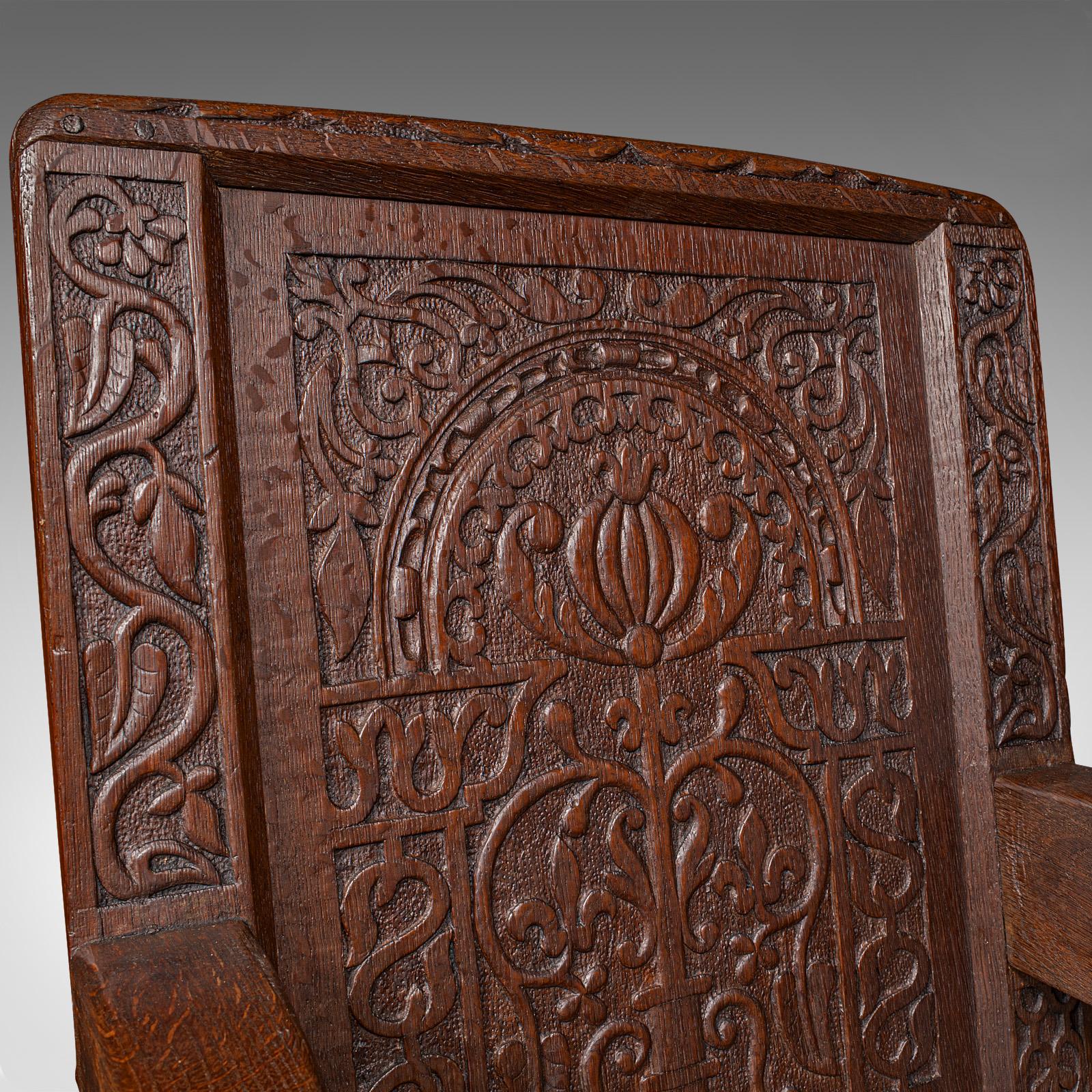 Antique Wainscote Armchair, Scottish, Oak, Carved Throne Chair ...