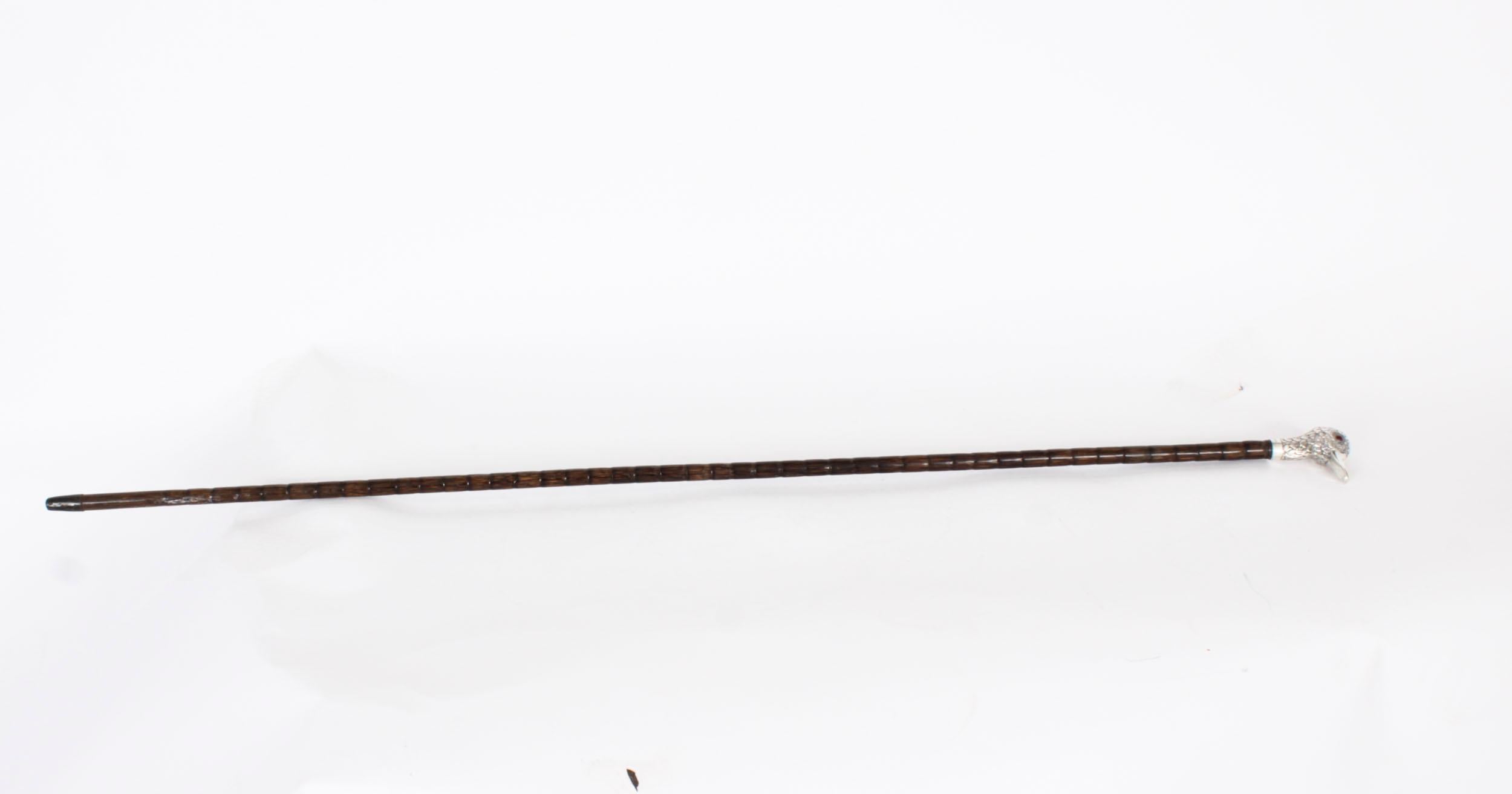 Antique Walking Stick Cane Sterling Silver Duck Head Handle by Brigg ...