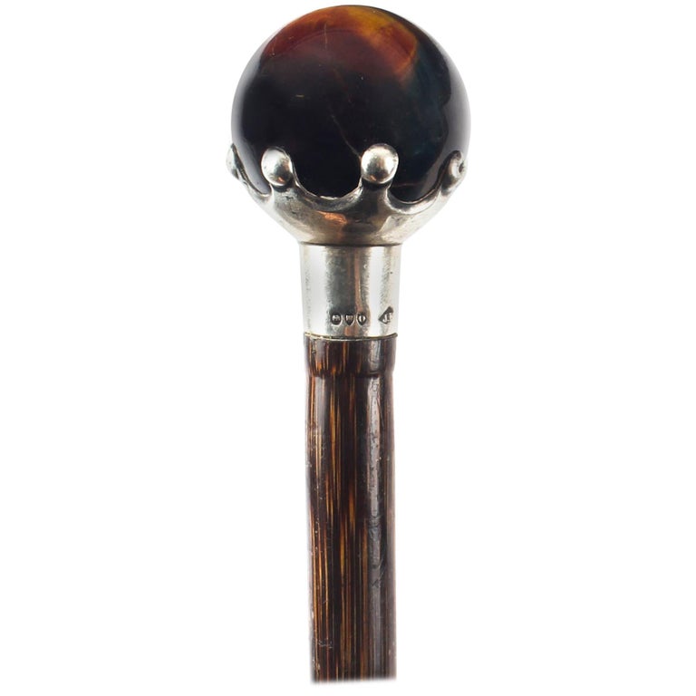 Antique Walking Stick Cane with Tiger's Eye Late 19th Century, London ...