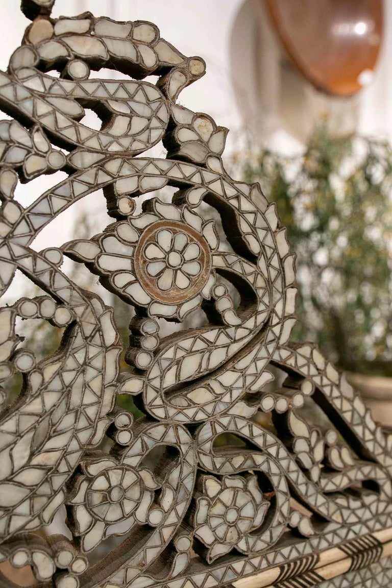 Antique Wall Mirror with Inlaid Decoration For Sale at 1stDibs