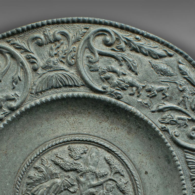 Antique Wall Plate, Continental, Lead, Display Dish, St Hubertus ...
