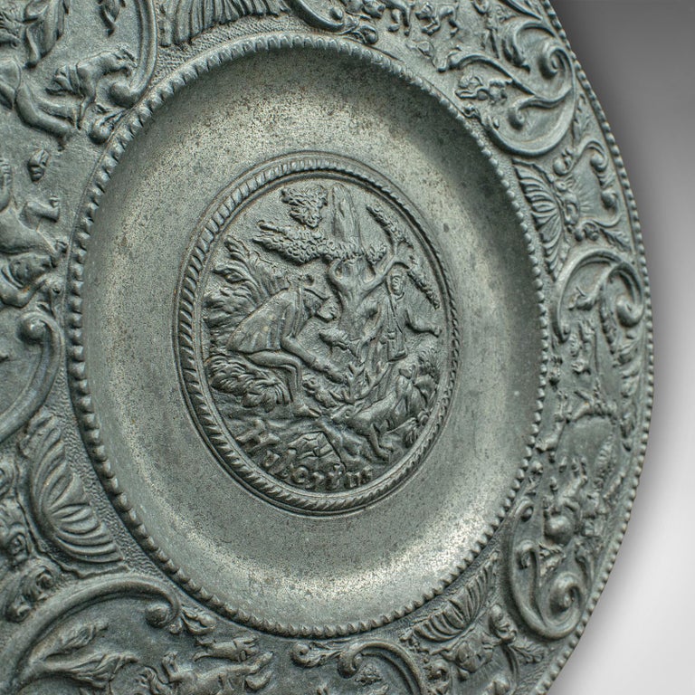 Antique Wall Plate, Continental, Lead, Display Dish, St Hubertus ...