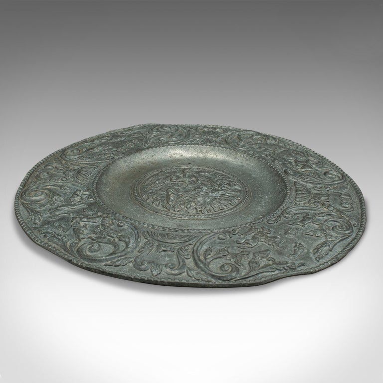 Antique Wall Plate, Continental, Lead, Display Dish, St Hubertus ...