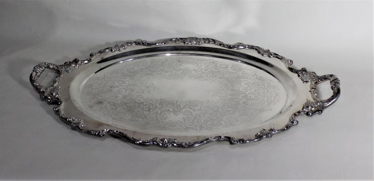 Antique Wallace Silver Plated Oval Serving Tray with Floral Decoration ...