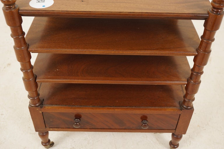 Antique Walnut 3 Tiered End Table with Drawer, Scotland 1890 For Sale at 1stDibs