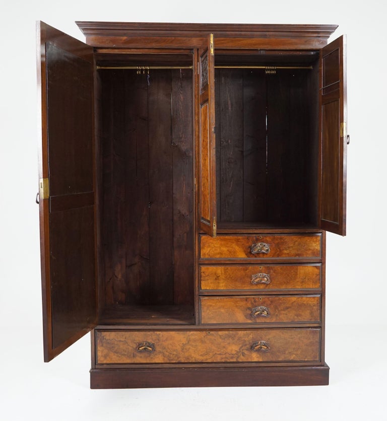 Antique Walnut Armoire, Victorian Compactum Wardrobe, Scotland 1880 ...