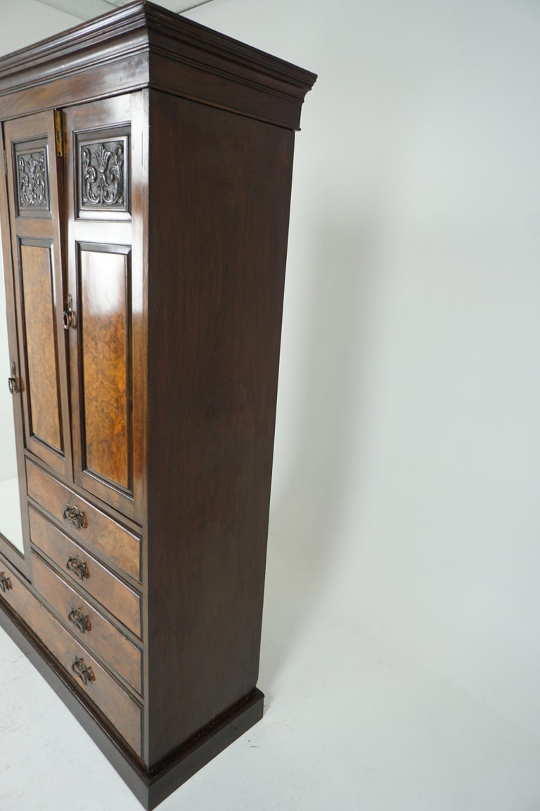 Antique Walnut Armoire, Victorian Compactum Wardrobe, Scotland 1880 ...