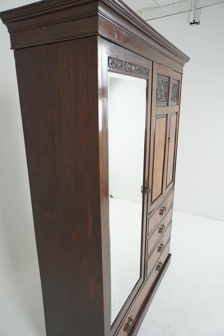 Antique Walnut Armoire, Victorian Compactum Wardrobe, Scotland 1880 ...