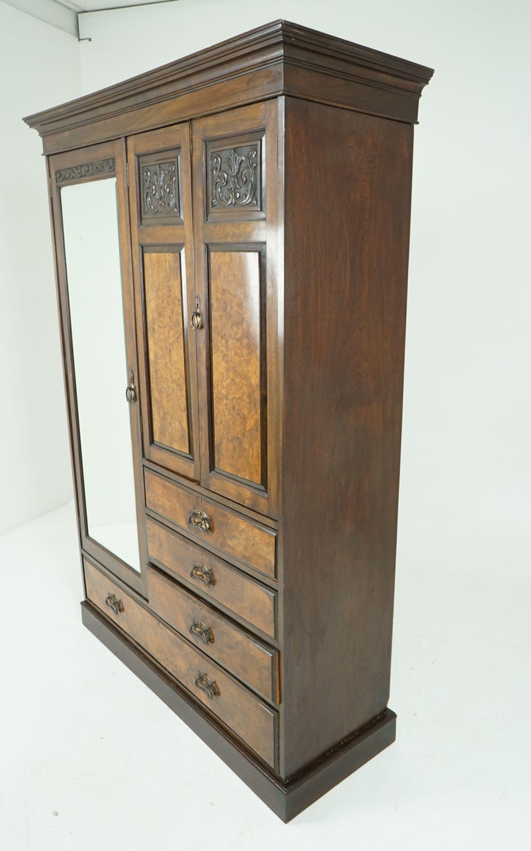 Antique Walnut Armoire, Victorian Compactum Wardrobe, Scotland 1880 ...