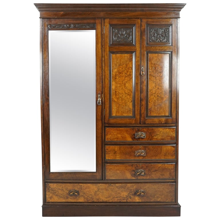 Antique Walnut Armoire, Victorian Compactum Wardrobe, Scotland 1880 ...