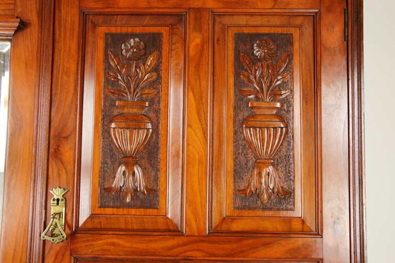 Antique Walnut Armoire, Vintage Compactum, Walnut Closet, Scotland ...