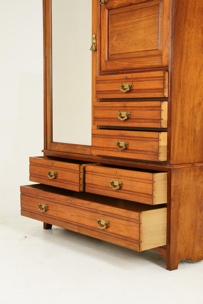 Antique Walnut Armoire, Vintage Compactum, Walnut Closet, Scotland ...