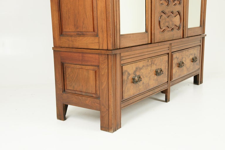 Antique Walnut Armoire, Wardrobe, Triple Door Closet, Scotland 1890 ...