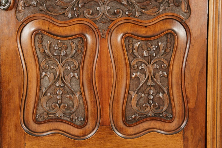 Antique Walnut Armoire, Wardrobe, Triple Door Closet, Scotland 1890 ...