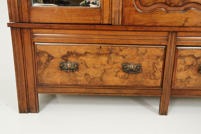 Antique Walnut Armoire, Wardrobe, Triple Door Closet, Scotland 1890 ...