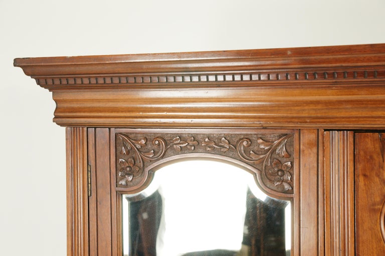 Antique Walnut Armoire, Wardrobe, Triple Door Closet, Scotland 1890 ...