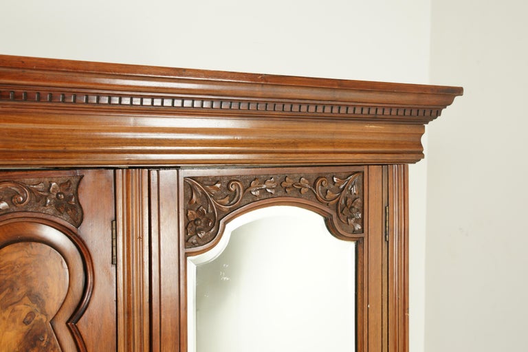 Antique Walnut Armoire, Wardrobe, Triple Door Closet, Scotland 1890 ...