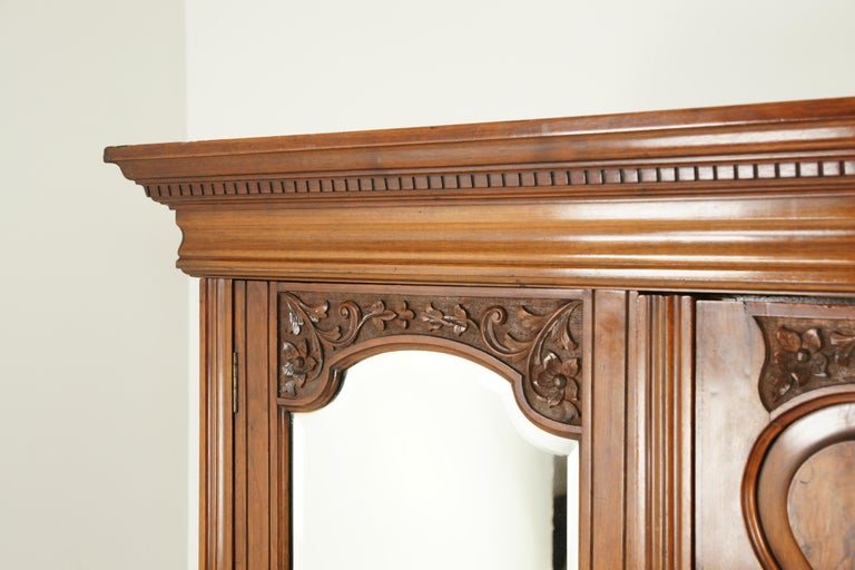 Antique Walnut Armoire, Wardrobe, Triple Door Closet, Scotland 1890 ...