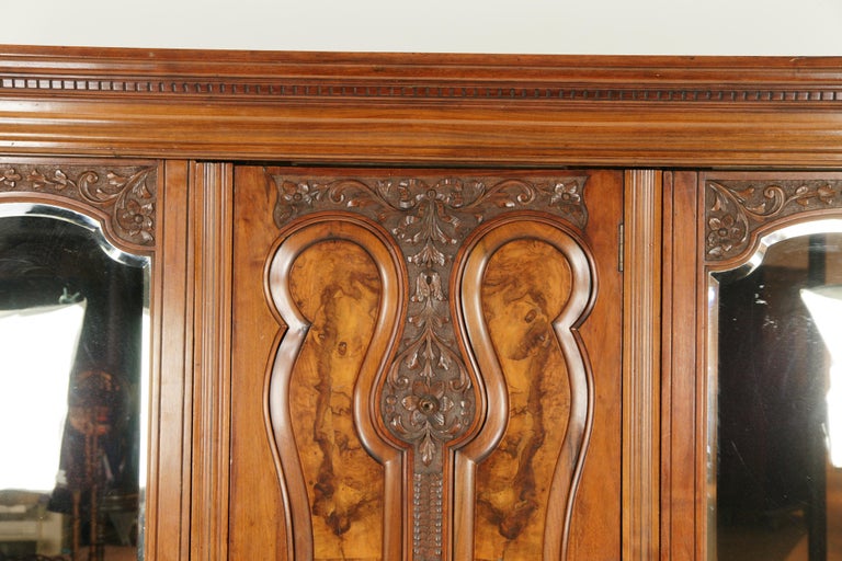 Antique Walnut Armoire, Wardrobe, Triple Door Closet, Scotland 1890 ...