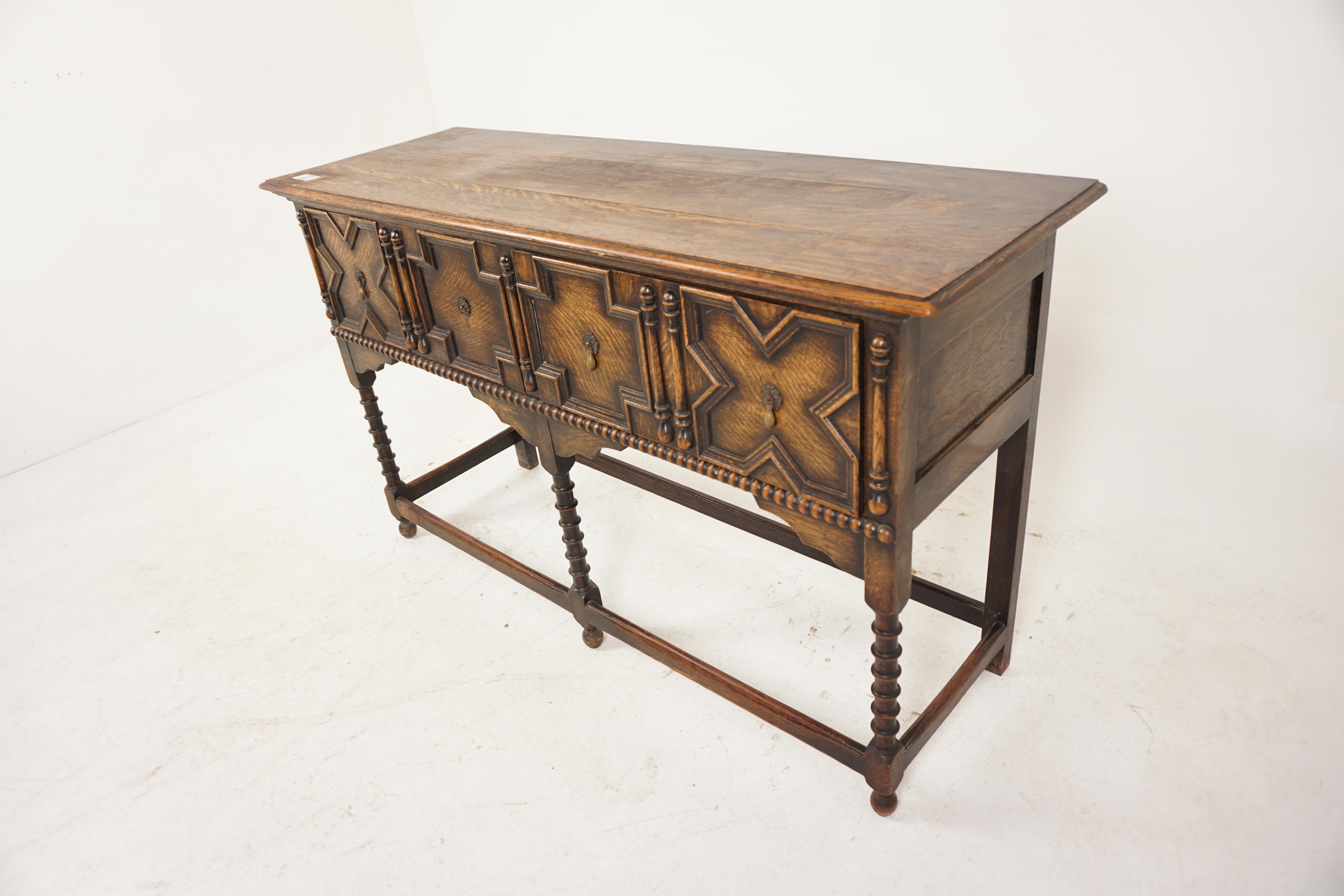 Antique Oak Table, Tiger Oak Hall Sideboard, Server, Scotland 1910 ...