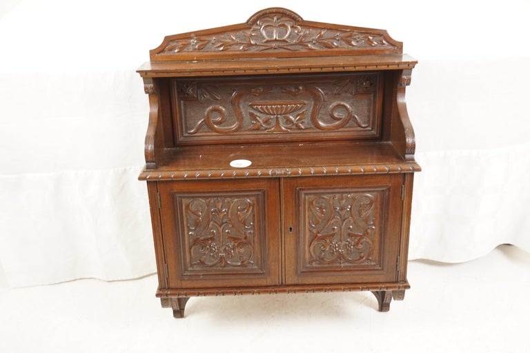 Antique Walnut Cabinet, Victorian Hanging Wall Cabinet, Scotland 1880 ...