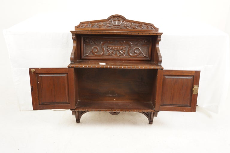 Antique Walnut Cabinet, Victorian Hanging Wall Cabinet, Scotland 1880 ...