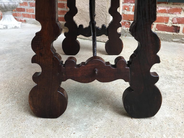 Antique Walnut Coffee Table Bench Catalan Spanish Iron Farm Country at ...